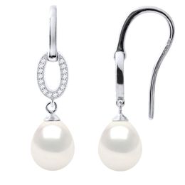 Ohrringe Haken S&uuml;&szlig;wasserperlen 8-9mm Wei&szlig; Birnen Schmuck 925