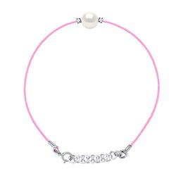 DIADEMA - Armband - Rosa Nylon - S&uuml;&szlig;wasserperle - Diamanten