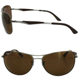 Lunettes de soleil Ray-Ban 3519 029/83 Gunmetal brun polaris&eacute; 59 mm