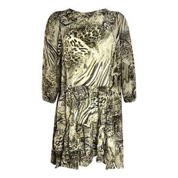 Inoa Makucha Panthera 1202117 Mehrlagiges Kleid aus brauner Seide mit Ruschen