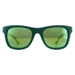 Lacoste Rechteckige Unisex Faltbare Mattschwarze Gr&uuml;ne Sonnenbrille