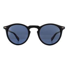 Polaroid Runde Mens Matte Schwarz Grau Polarisierte Sonnenbrille