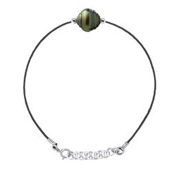 DIADEMA - Armband Love Bond - Schwarzes Nylon - Tahiti-Perle - Regenbogen