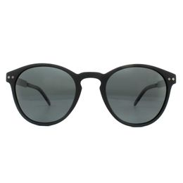 Polaroid Runde Unisex gl&auml;nzend schwarz grau polarisierte Sonnenbrille