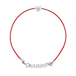 DIADEMA - Armband - Rotes Nylon - Herz - Echter Diamant