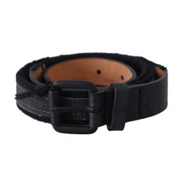 Ermanno Scervino Ceinture en cuir noir avec boucle et logo pour femme