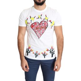 Dolce & Gabbana Dolce & Gabbana Wei&szlig; Saint Valentine Druck Baumwolle Herren-T-Shirt