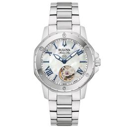 Bulova Marine Star Damen Silber Uhr 96L326