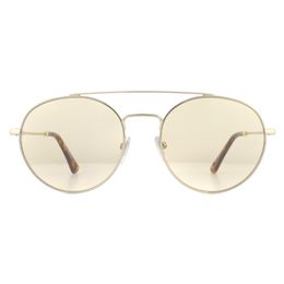 Police Round Mens Shiny Light Gold Havana Brown Sonnenbrille