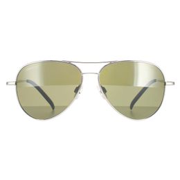 Serengeti Aviator Unisex Gl&auml;nzend Silber Polarisiert Gr&uuml;n 555nm Carrara Klein