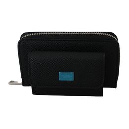 Dolce & Gabbana Dolce & Gabbana Schwarze Herren M&uuml;nzb&ouml;rse mit Rei&szlig;verschluss 100% Leder Geldb&ouml;rse