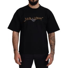 Dolce & Gabbana Dolce & Gabbana Schwarzes Logo Baumwoll Crewneck Herren T-Shirt