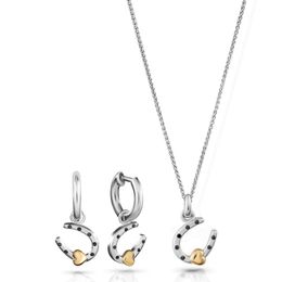 Orphelia 'Aurora' Damen 925 Sterling Silber Set: Kettenanh&auml;nger + Ohrringe - Silber/Gold SET-7525