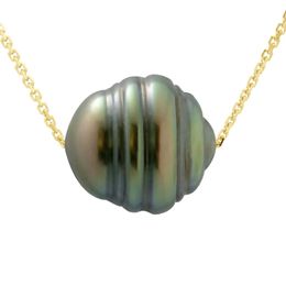 Halskette, echte Tahiti-Zuchtperle, eingekreist, 10&ndash;11 mm