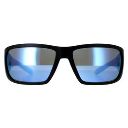 Arnette Rectangle Mens Matte Schwarz Dunkel Grau Spiegel Wasser Polarisiert AN4297 Snap II