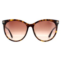 Tom Ford Cat Eye Womens Dark Havana Braun Gradient Sonnenbrille
