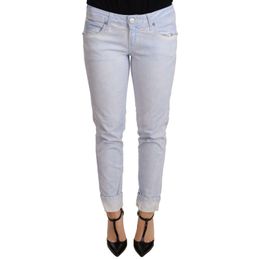 Acht Hellblaue Baumwolle Gefalteter Saum Skinny Jeans