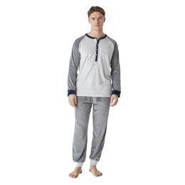 Herren-Winterpyjama aus Samt mit langen &Auml;rmeln JJBEP5302