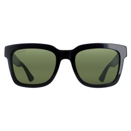 Gucci Rectangle Mens Schwarz und Gr&uuml;n mit roten Streifen Gr&uuml;n GG0001SN