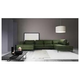 Wohnlandschaft Trendmanufaktur "Luzi, gem&uuml;tliches Sofa, extra viel Platz, viele Kissen", gr&uuml;n (rain forest), B:361cm H:80cm T:203cm, 100% Polyester, Sofas, Wohnlandschaft, Designsofa mit tollem Sitzkomfort, Metallf&uuml;&szlig;e schwarz, Breite 361 cm