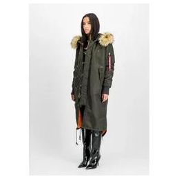 Winterjacke Alpha Industries "Long Fishtail W", Damen, Gr. S, schwarz (schwarz olive), Obermaterial: 100% Nylon; Futter: 100% Nylon; F&uuml;llung: 100% Polyester, Jacken Winterjacke