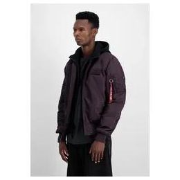 Bomberjacke Alpha Industries "MA-1 D-Tec Sleeve Embroidery", Herren, Gr. 3XL, lila (plum), Obermaterial: 100% Nylon, Futter: 100% Nylon, Kapuze: 75% Baumwolle, 25% Polyester, F&uuml;llung: 100% Polyester, Jacken Bomberjacke