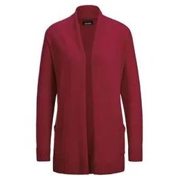 Strickjacke GOLDNER "Kurzgr&ouml;&szlig;e Langarm Cardigan aus Merino", Damen, Gr. 21, rot, Obermaterial: 100% Schurwolle WV., figurumspielend, weit Rippe, Strickjacken Strickjacke, Schalkragen
