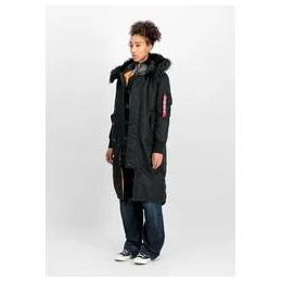 Winterjacke Alpha Industries "Long Fishtail W", Damen, Gr. S, schwarz, Obermaterial: 100% Nylon; Futter: 100% Nylon; F&uuml;llung: 100% Polyester, Jacken Winterjacke