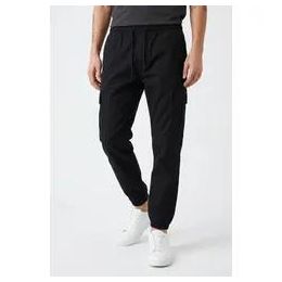 Jack & Jones Cargohose JACK & JONES "JPSTKANE DYLAN CUFFED CARGO RET", Damen, Gr. S, N-Gr, schwarz, Web, Obermaterial: 98% Baumwolle, 2% Elasthan, unifarben, relaxed fit kn&ouml;chellang, Hosen Cargohose