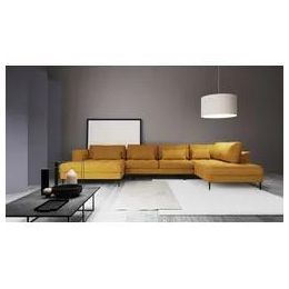 Wohnlandschaft Trendmanufaktur "Luzi, gem&uuml;tliches Sofa, extra viel Platz, viele Kissen", orange (golden orange), B:361cm H:80cm T:203cm, 100% Polyester, Sofas, Wohnlandschaft, Designsofa mit tollem Sitzkomfort, Metallf&uuml;&szlig;e schwarz, Breite 361 cm