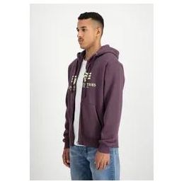 Hoodie Alpha Industries "Basic Zip Hoodie BL", Herren, Gr. M, lila (plum), Obermaterial: 80% Baumwolle, 20% Polyester, regular fit, Sweatshirts Hoodie