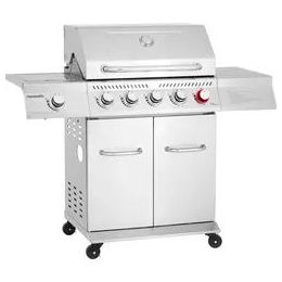 Gasgrill Hanseatic "Richland", silberfarben, B:134,7cm H:117cm T:57cm, Grills, BxTxH: 134,7 x 57 x 117 cm, 21,5 kW Gesamt, Edelstahl-Turbobrenner