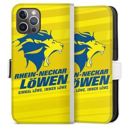 DeinDesign iPhone 12 Pro Handy Klapph&uuml;lle Handyh&uuml;lle aus Kunst Leder wei&szlig; Flip Case Official Licensed Product Rhein-Neckar-L&ouml;wen Rnl Sideflip mit Lasche