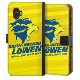 DeinDesign Galaxy XCover 6 Pro Handy Klapph&uuml;lle Handyh&uuml;lle aus Kunst Leder schwarz Flip Case Rnl Official Licensed Product Rhein-Neckar-L&ouml;wen Sideflip mit langer
