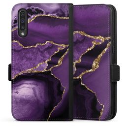 DeinDesign Galaxy A50 Handy Klapph&uuml;lle Handyh&uuml;lle aus Kunst Leder schwarz Flip Case Pink Glitzer Marble Sideflip mit Lasche