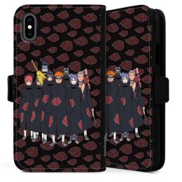 DeinDesign iPhone X Handy Klapph&uuml;lle Handyh&uuml;lle aus Kunst Leder schwarz Flip Case Akatsuki Naruto Shippuden Official Licensed Product Sideflip mit langer Lasche