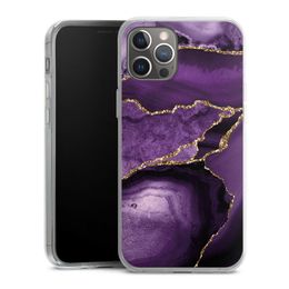 DeinDesign iPhone 12 Pro Max Handy Silikon H&uuml;lle Case transparent Handyh&uuml;lle Pink Glitzer Marble Silikon Case