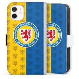 DeinDesign iPhone 12 mini Handy Klapph&uuml;lle Handyh&uuml;lle aus Kunst Leder wei&szlig; Flip Case Logo Eintracht Braunschweig Official Licensed Product Sideflip mit Lasche