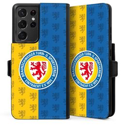 DeinDesign Galaxy S21 Ultra 5G Handy Klapph&uuml;lle Handyh&uuml;lle aus Kunst Leder schwarz Flip Case Logo Eintracht Braunschweig Official Licensed Product Sideflip mit 
