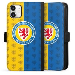 DeinDesign iPhone 11 Handy Klapph&uuml;lle Handyh&uuml;lle aus Kunst Leder schwarz Flip Case Eintracht Braunschweig Logo Official Licensed Product Sideflip mit Lasche