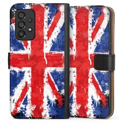 DeinDesign Galaxy A53 5G Handy Klapph&uuml;lle Handyh&uuml;lle aus Kunst Leder schwarz Flip Case Flag Union Jack England Sideflip mit langer Lasche
