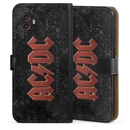 DeinDesign Galaxy XCover 6 Pro Handy Klapph&uuml;lle Handyh&uuml;lle aus Kunst Leder schwarz Flip Case Acdc Logo Merchandise Sideflip mit langer Lasche
