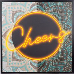 Leinwandbild Gilde "Bild quadratisch Cheers", farbe rahmen: schwarz, farbe bild(er): blau, orange, schwarz, B:83cm H:83cm T:3cm, Poly-Leinwand, Bilder, Leinwandbild