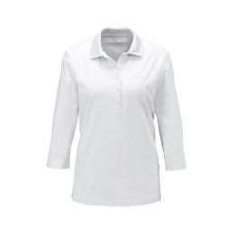 Poloshirt GOLDNER "Kurzgr&ouml;&szlig;e Baumwollshirt mit Glanzakzenten", Damen, Gr. 25, wei&szlig;, Obermaterial: 94% Baumwolle CO. 6% Elasthan EL., Sonstiges, Shirts, Ohne