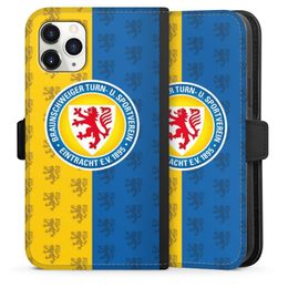 DeinDesign iPhone 11 Pro Handy Klapph&uuml;lle Handyh&uuml;lle aus Kunst Leder schwarz Flip Case Eintracht Braunschweig Logo Official Licensed Product Sideflip mit Lasche