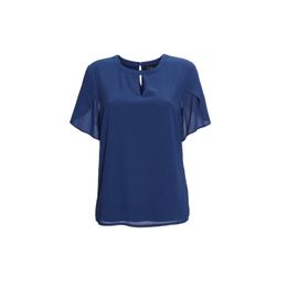 Kurzarmbluse GOLDNER "Elegantes Blusenshirt mit Rundhals", Damen, Gr. 38, blau (royalblau), Obermaterial: 100% Polyester PES., figurumspielend, Chiffonbesatz, Blusen, Ohne