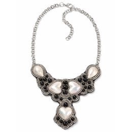 Statementkette "Karlotta", Damen, Gr. onesize, Glas, schwarz, Collezione Alessandro, Basic, Halsketten Statementkette, mit unterschiedlichen Glasperlen