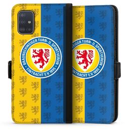 DeinDesign Galaxy A51 Handy Klapph&uuml;lle Handyh&uuml;lle aus Kunst Leder schwarz Flip Case Logo Eintracht Braunschweig Official Licensed Product Sideflip mit Lasche