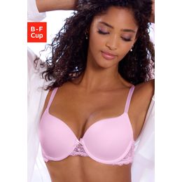 Schalen-BH Lascana "Nina Dessous", Damen, Gr. 70, Cup F, rosa, Spitze, Obermaterial: 80% Polyamid, 20% Elasthan, BHs BH Spitzenw&auml;sche B&uuml;gel-BH Spitzen-BH T-Shirt-BH Schalen-BH, mit B&uuml;gel, mit nahtlosen Cups und Spitze seitlich, Dessous