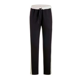 Homewearhose GOLDNER "Kurzgr&ouml;&szlig;e Sportive, bequeme Stoffhose aus Viskose", Damen, Gr. 23, K-Gr, schwarz (schwarz, beige), Obermaterial: 64% Viskose CV. 30% Polyester PES. 6% Elasthan EL., figurumspielend, Homewear-Sets, seitliche Kontrasteins&auml;tze